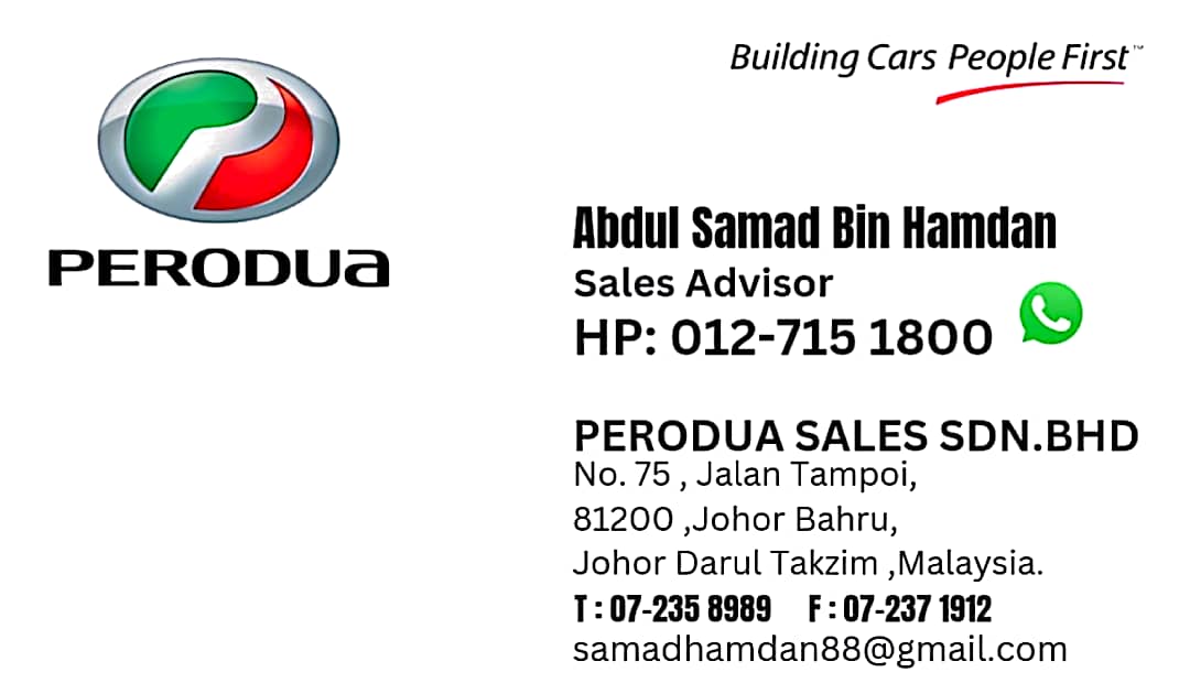 Perodua Johor Bahru | Samad Penasihat Jualan Perodua